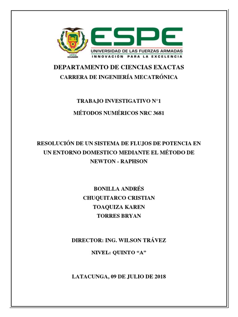 Sistema De Flujo De Potencia Por El Metodo De Newthon Raphson Pdf