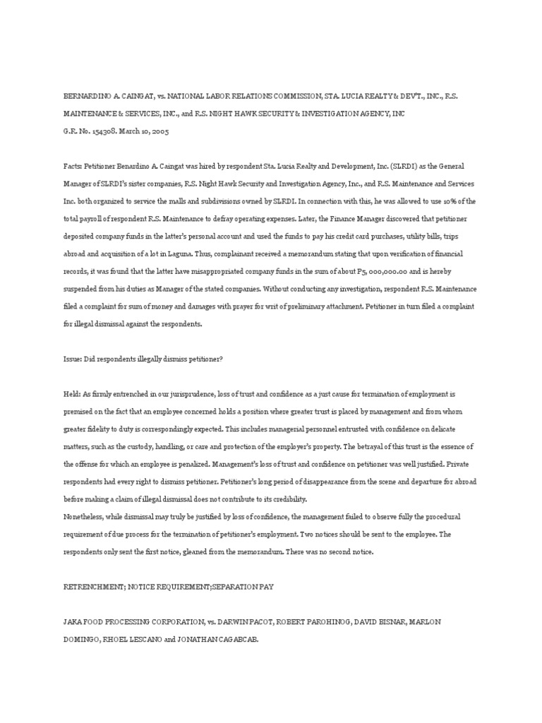 Case Digest Compendium | PDF | Strike Action | Employment