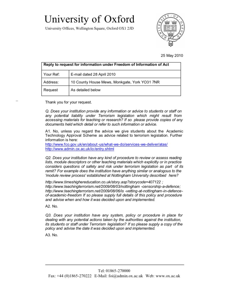 Oxford Response | PDF | Government | Business