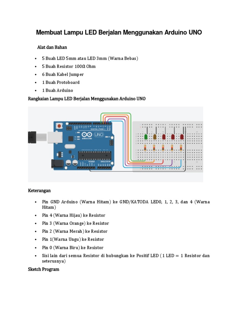 Membuat Lampu Led Berjalan Menggunakan Arduino Uno Pdf Teknologi And Rekayasa