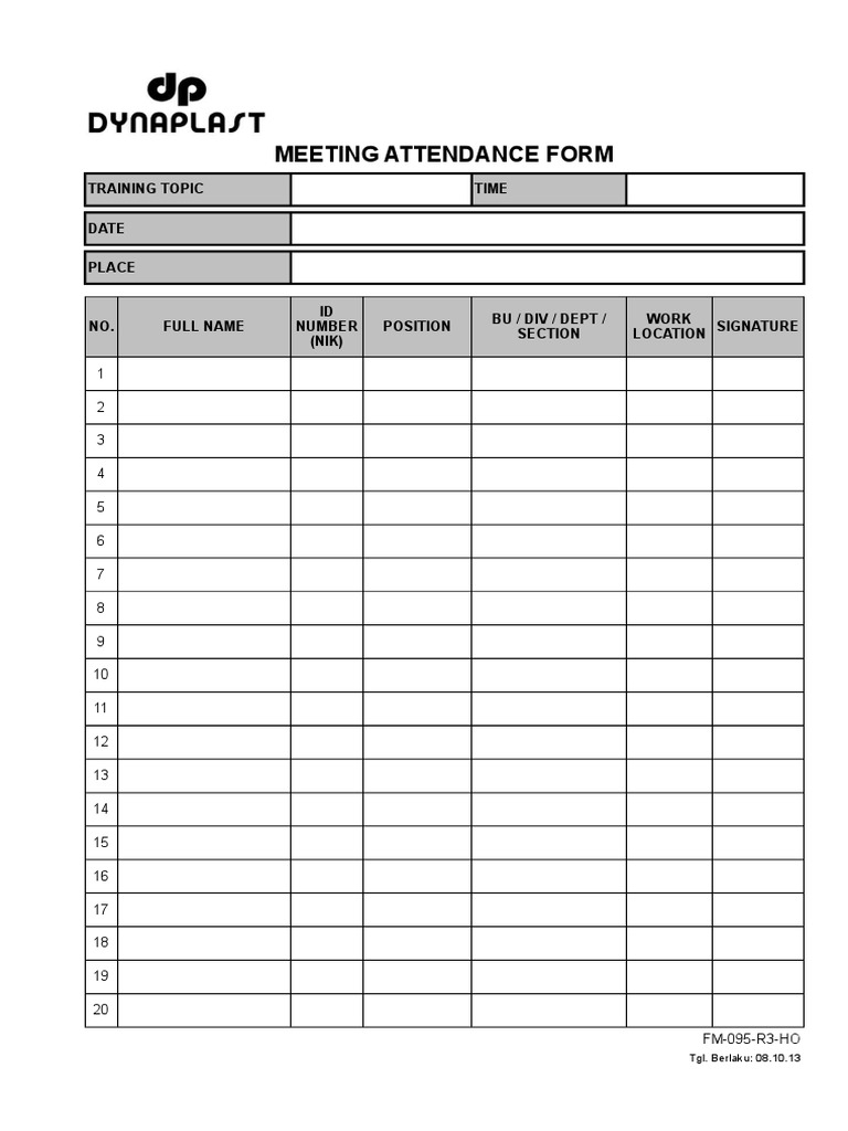 Training Attendance Report Form | PDF