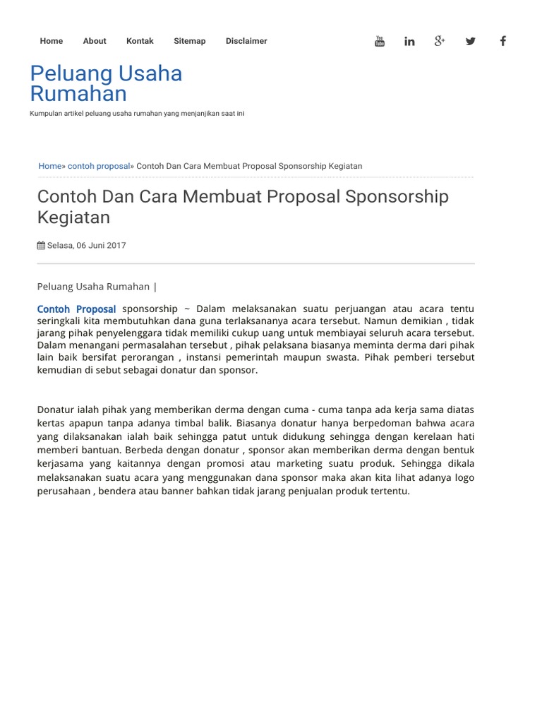 Contoh Dan Cara Membuat Proposal Sponsorship Kegiatan Peluang Usaha ...