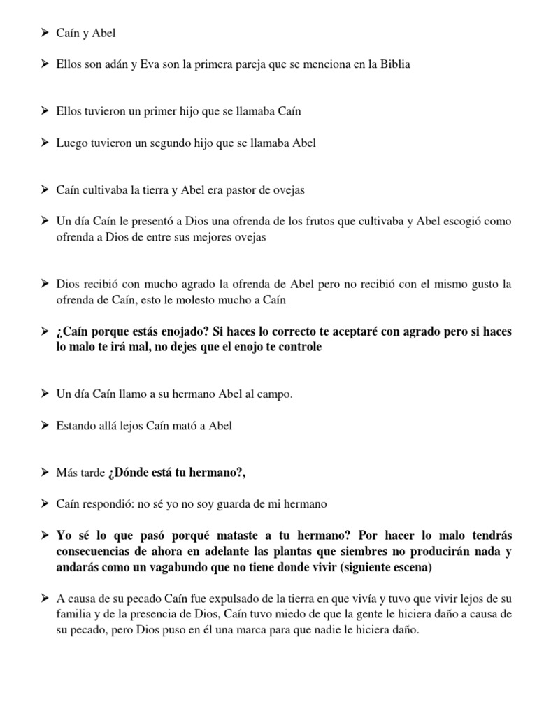 Historia de Caín y Abel para Niños | PDF