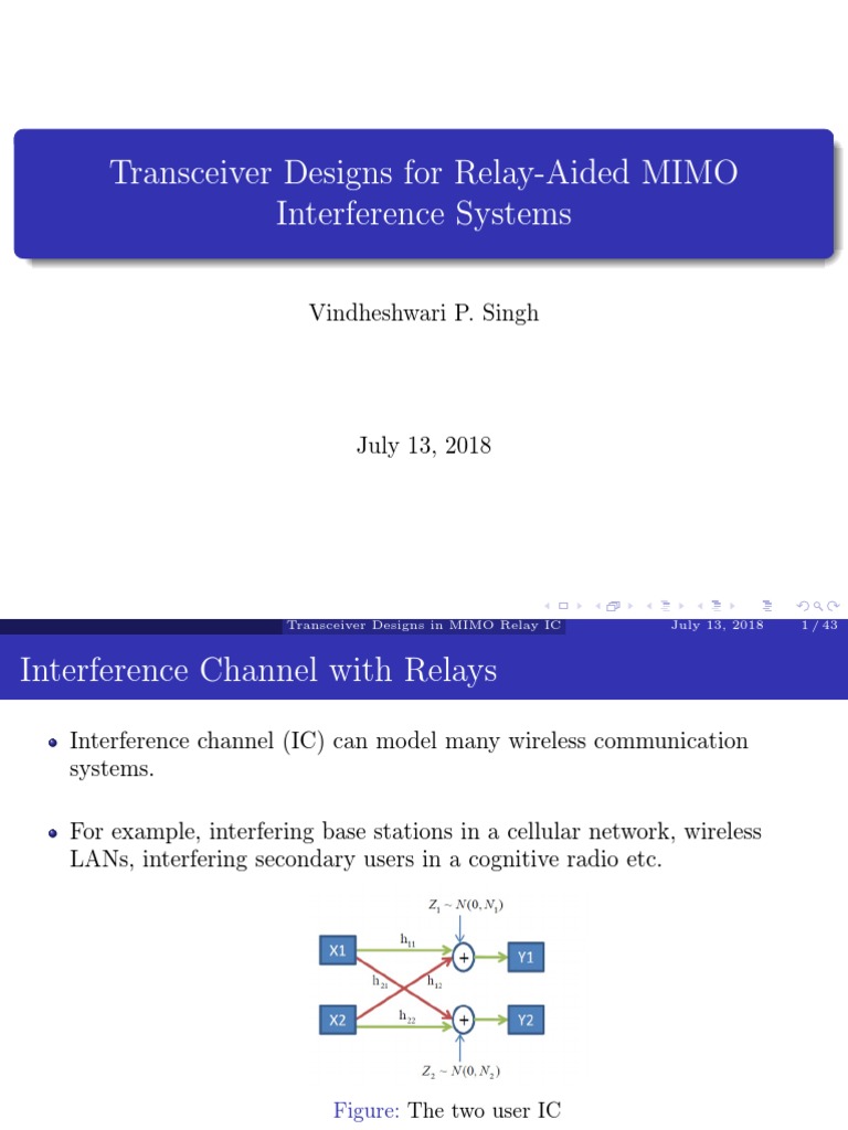 Transceiver Designs For Relay-Aided MIMO Interference Systems | PDF | Mimo | Mathematical ...