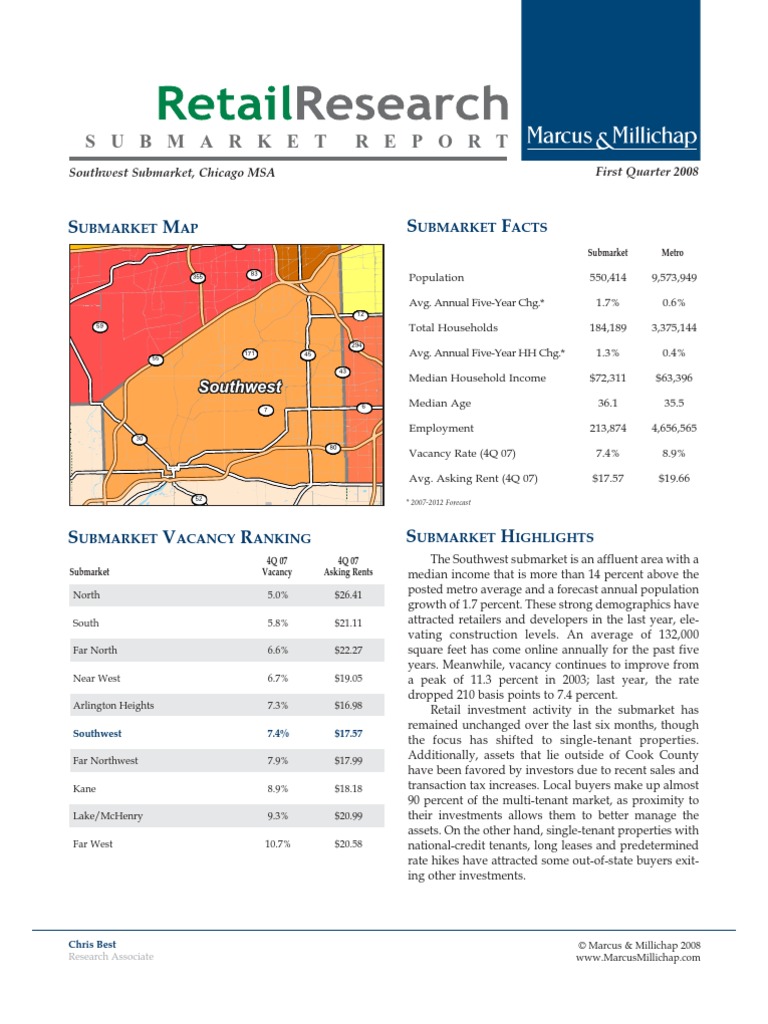 Chicago - Southwest Submarket - Retail - 1/1/2008 | PDF | Renting | Retail