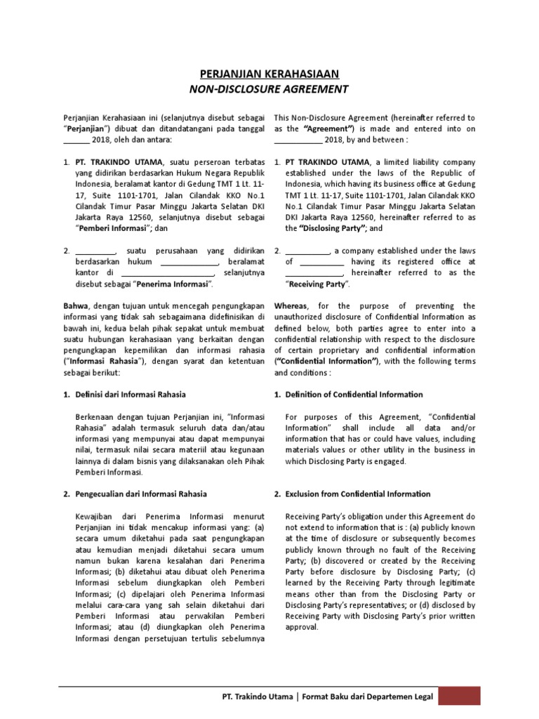 Surat Pernyataan Vendor - Non Gratifikasi - Bilingual (New) | PDF ...