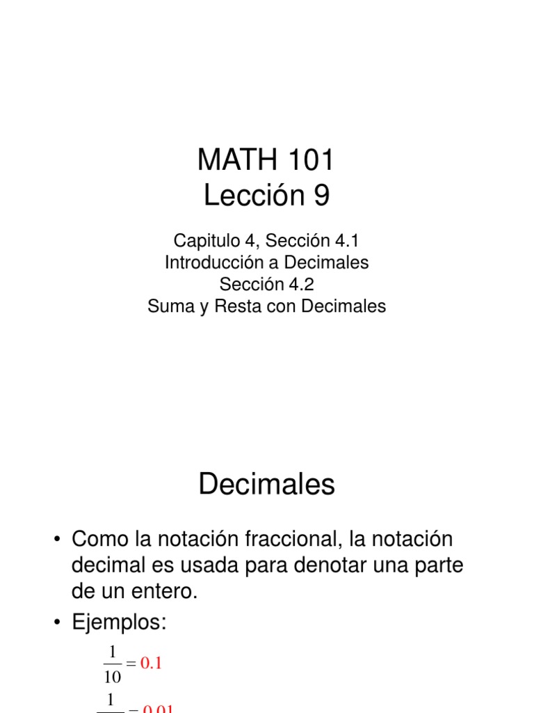 Introducción a Decimales y Operaciones | PDF | Decimal | Entero