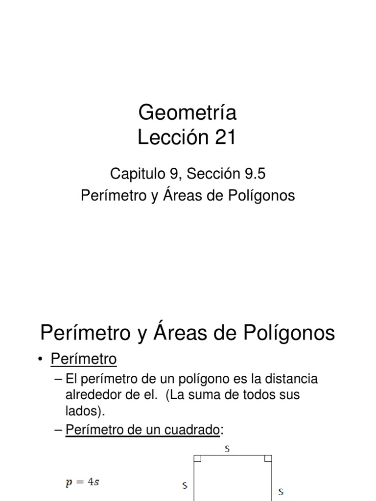Perímetro y Áreas de Polígonos Lección 21 | PDF | Hogar, jardinería y ...