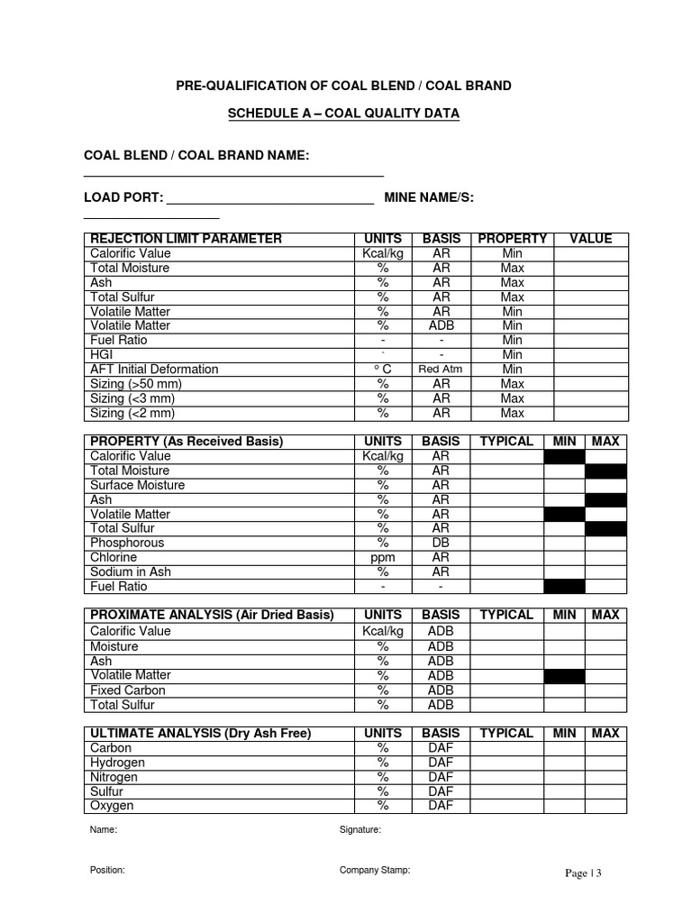 Coal Supply Pre-Qualified Document | PDF | Coal | Oxygen