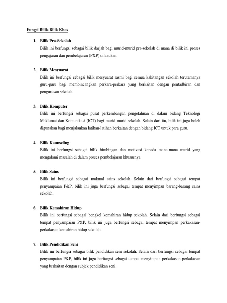 Fungsi Bilik | PDF
