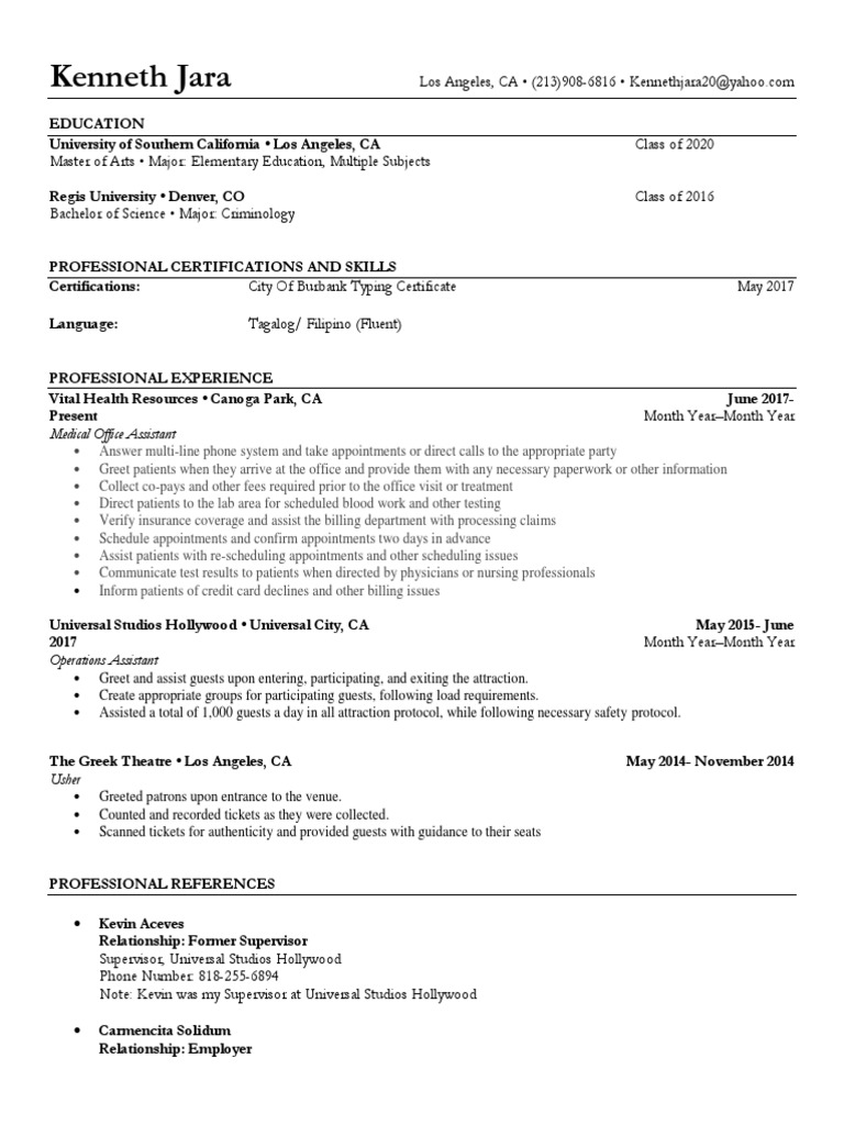 Kenneth Jara Resume | PDF | California | Patient