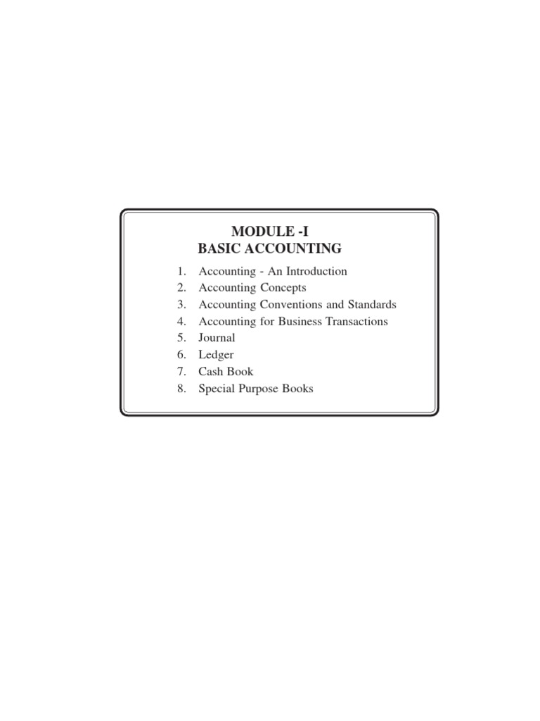 Module I Basic Accounting | PDF | Bookkeeping | Debits And Credits
