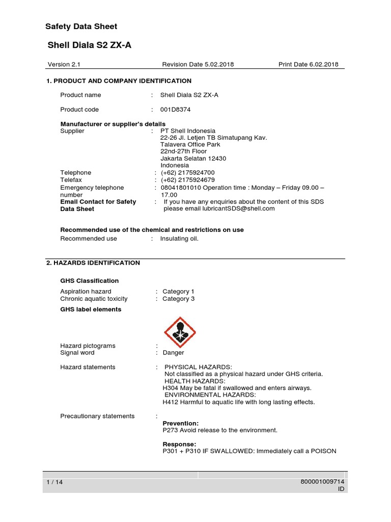 Shell Diala S2 ZX-A English 2018 | Dangerous Goods | Personal ...