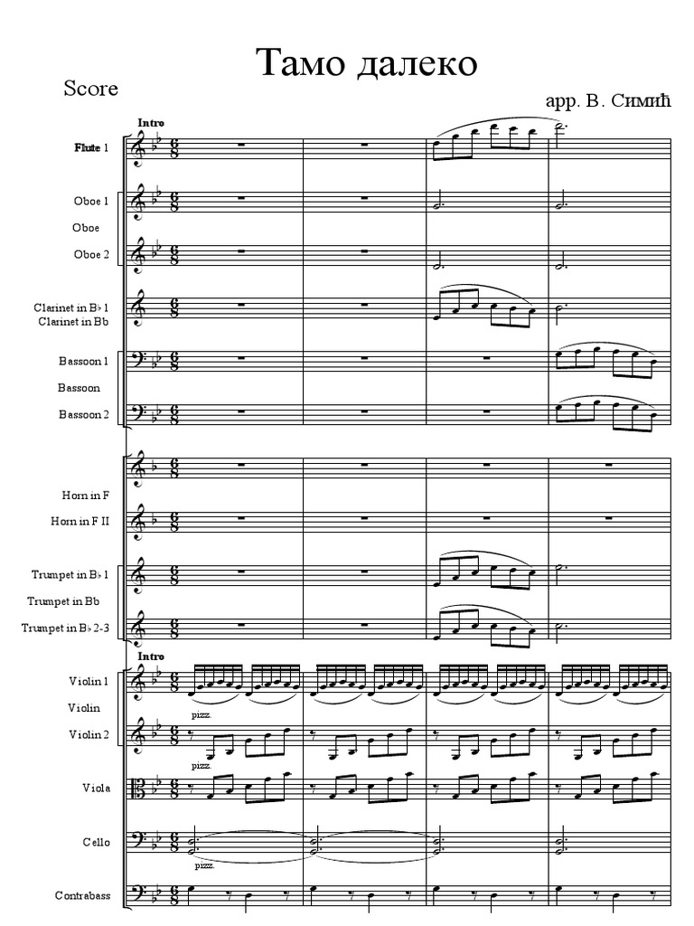 partitura Tamo daleko | Compositions pour orchestre | Instruments de musique