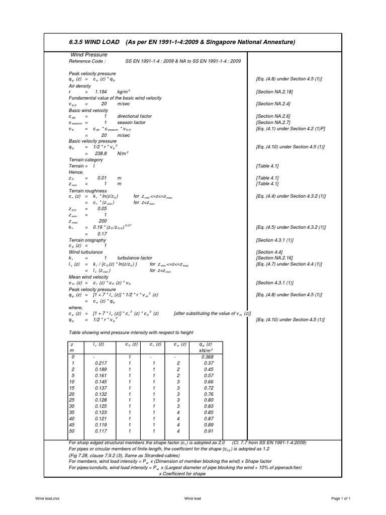 Wind Load in Eurocode Calc PDF | PDF | Dynamics (Mechanics) | Fluid ...