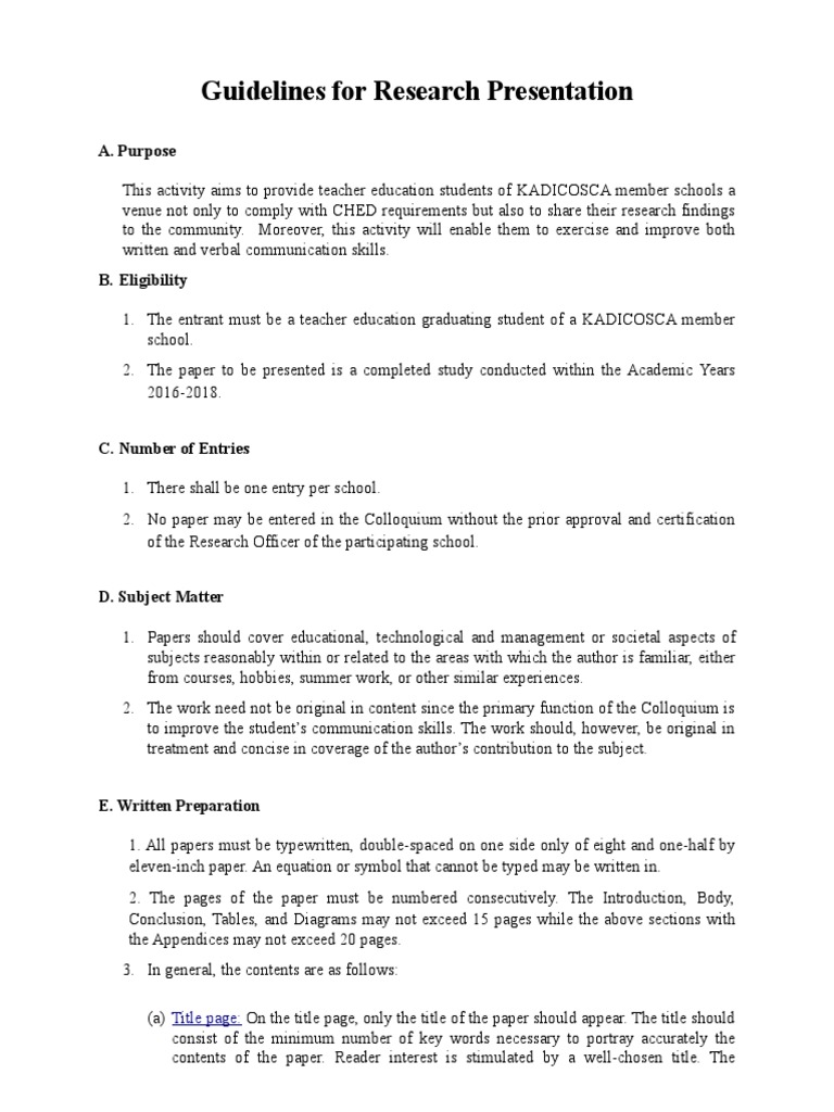 Research Colloquium Guidelines | PDF | Argument | Bracket