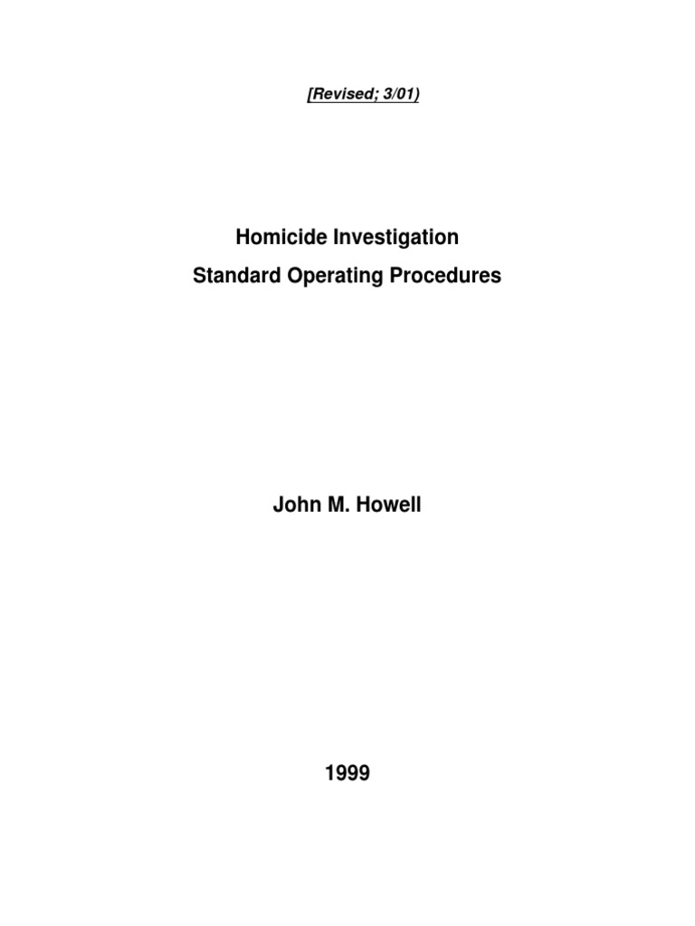 Homicide Investigation Standard Operating Procedures: (Revised 3/01 ...