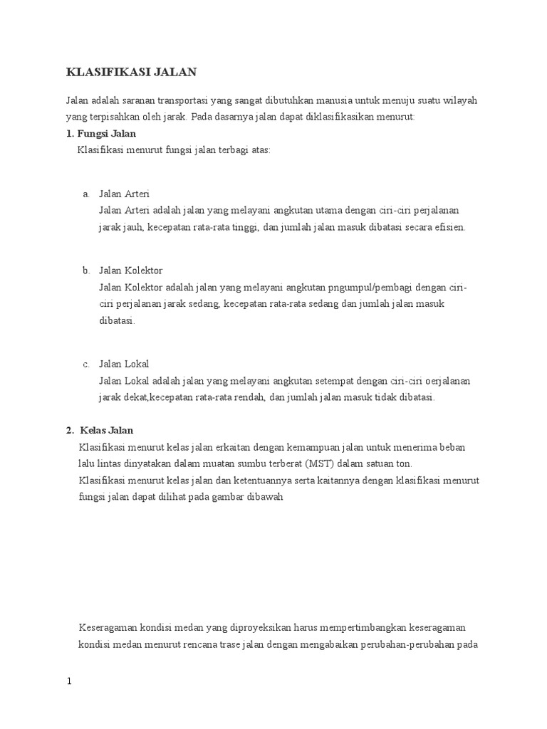 Klasifikasi Jalan PDF | PDF | Teknologi & Rekayasa
