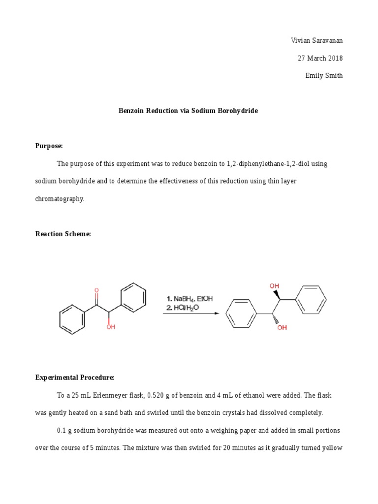 Benzoin Reduction Via Sodium Borohydride | PDF | Thin Layer ...