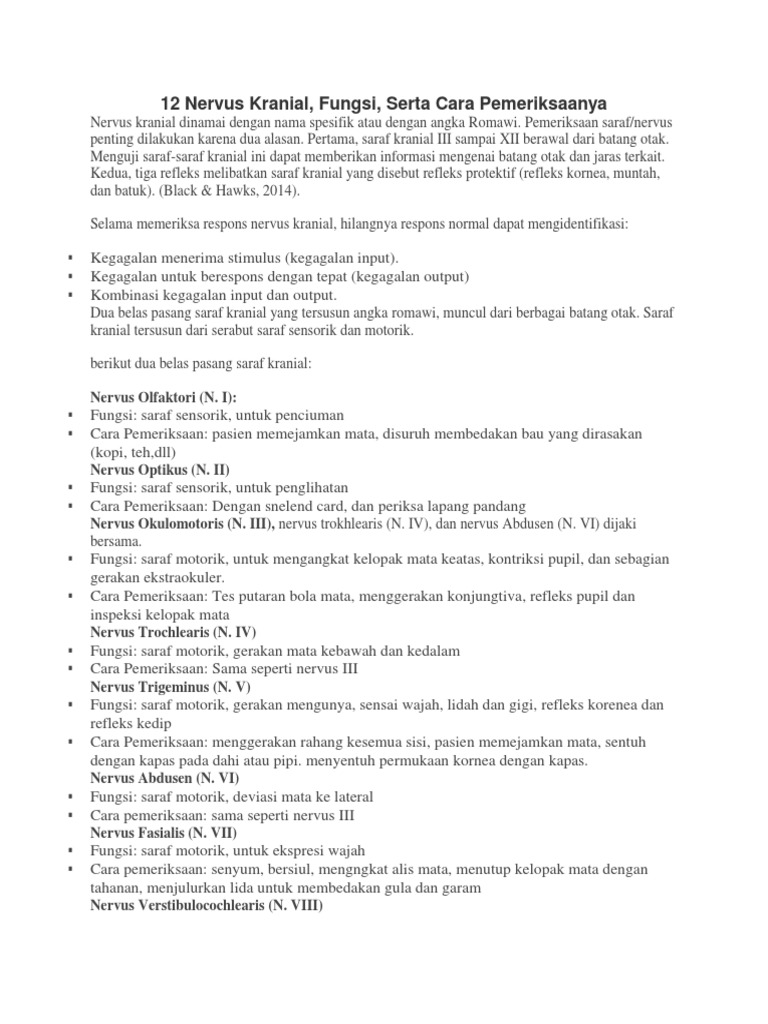 12 Nervus Kranial | PDF