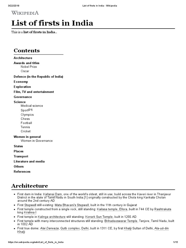 List of Firsts in India - Wikipedia | PDF | Sikhism | Sports