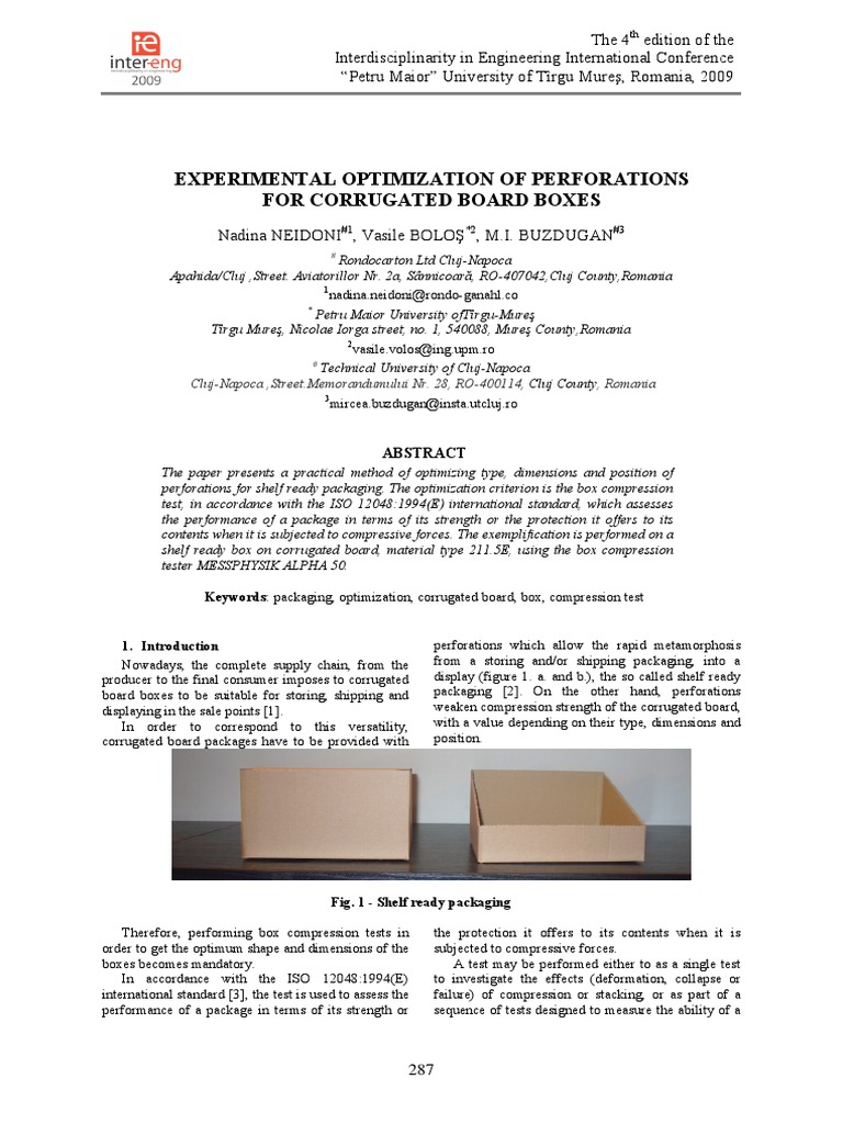 Experimental Optimization of Perforations For Corrugated Board Boxes ...