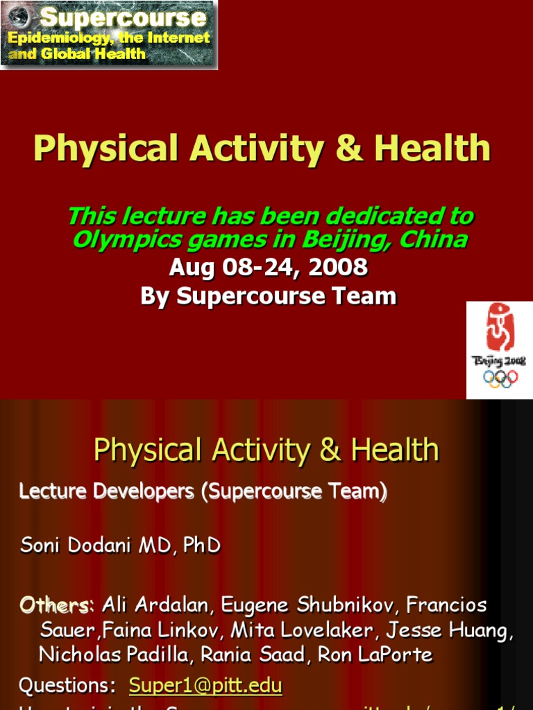 Physical Activity & Health: This Lecture Has Been Dedicated To Olympics ...