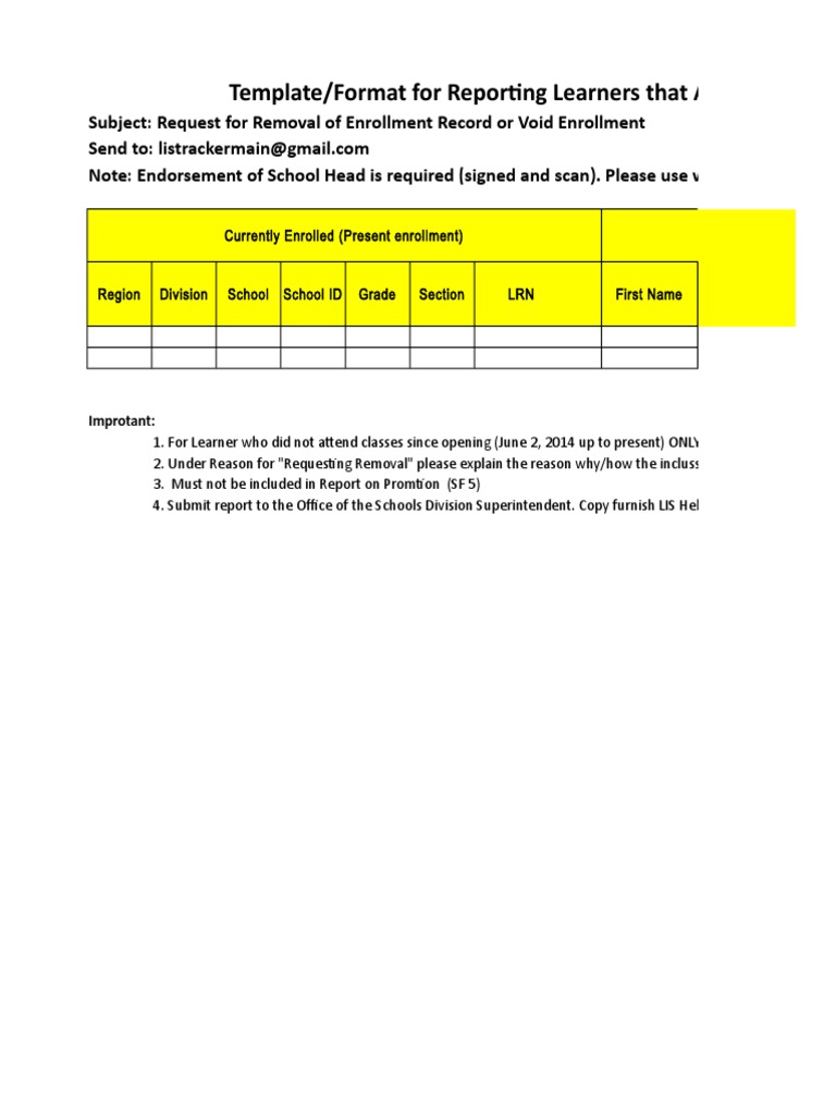 RF03 Form for Removing Enrollment | PDF | Career & Growth