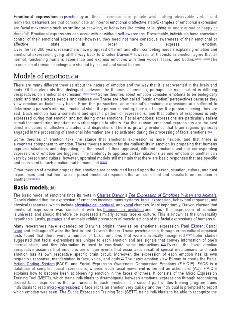 Models of Emotion: Basic Model | Download Free PDF | Emotions | Action ...