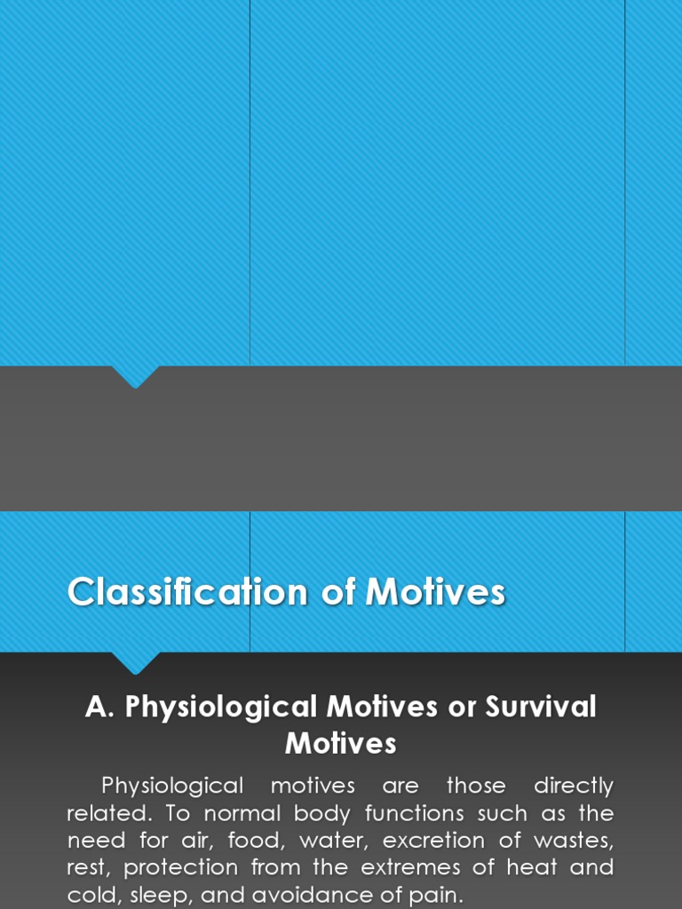 Classification of Motives | PDF | Motivation | Motivational