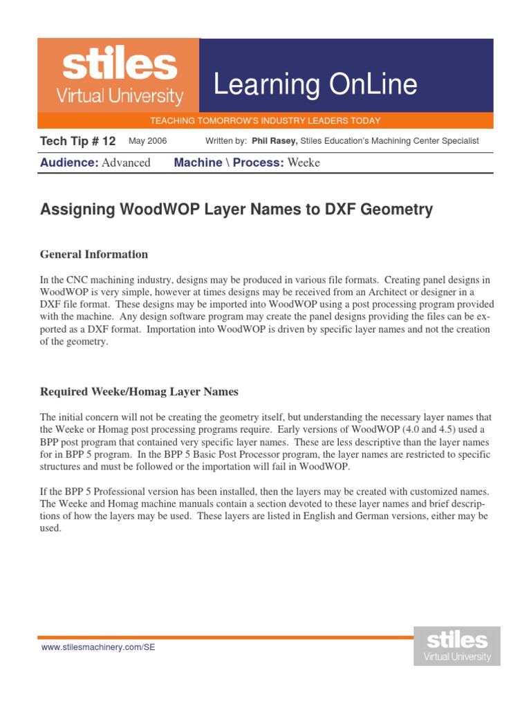WoodWOP Layer Names for DXF Import | PDF | Auto Cad | Icon (Computing)