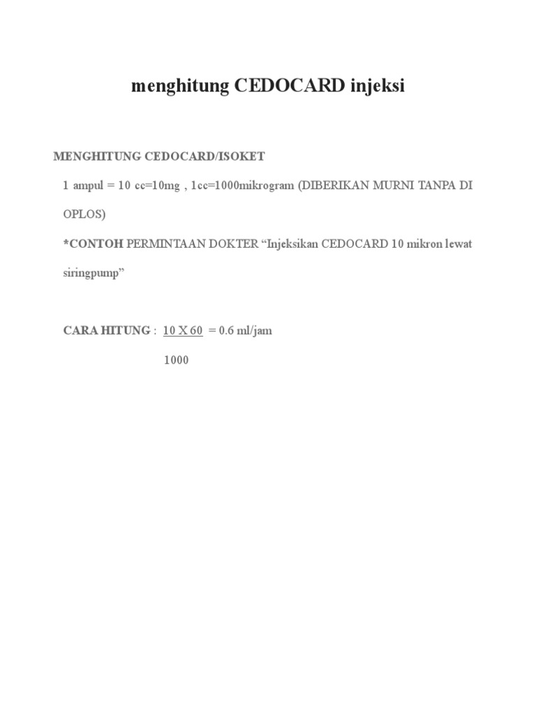 Menghitung CEDOCARD Injeksi | PDF