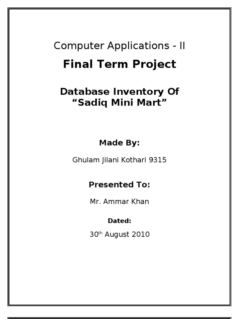 Final Term Project: Computer Applications - II | PDF | Databases | Business