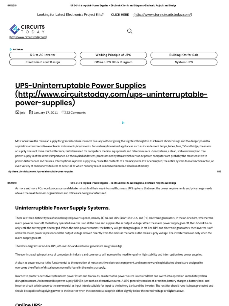 Ups Uninterruptable Power Supplies Electronic Circuits And Diagrams