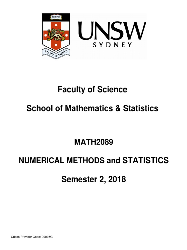 MATH2089 s2 2018 | PDF | Numerical Analysis | Statistics