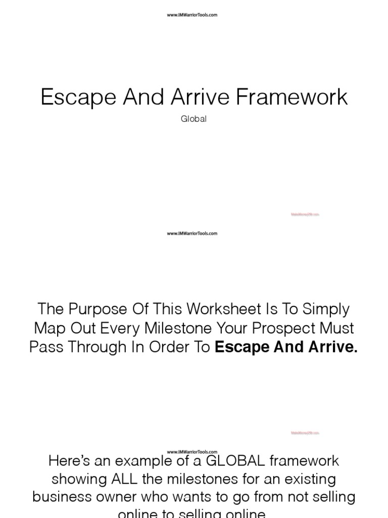 Escape and Arrive Global Worksheet | PDF | Cyberspace | Marketing