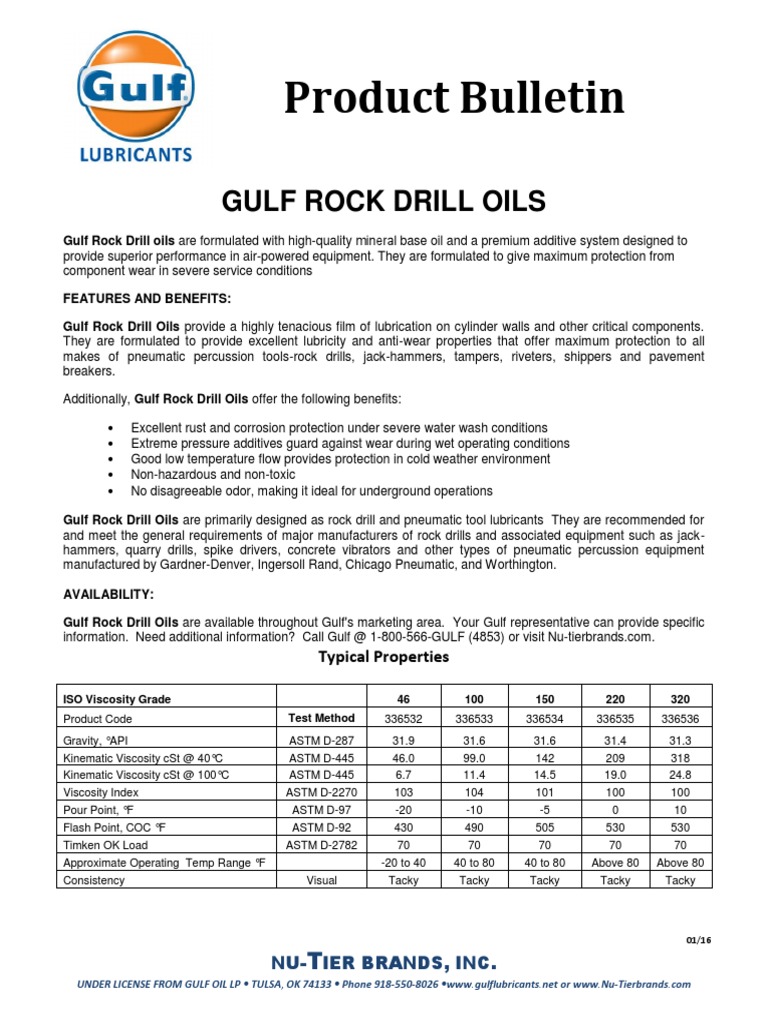 Gulf Rock Drill Oils-Mineral | PDF | Viscosity | Lubricant
