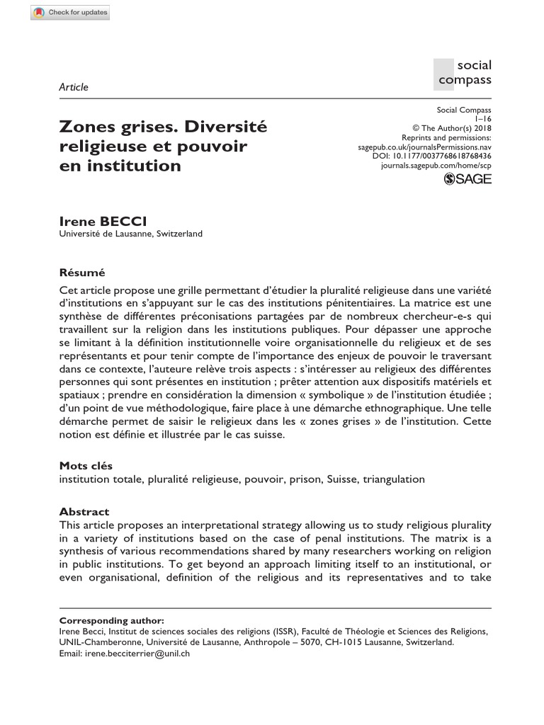 Zones Grises - Becci | PDF | Institution | Spiritualité
