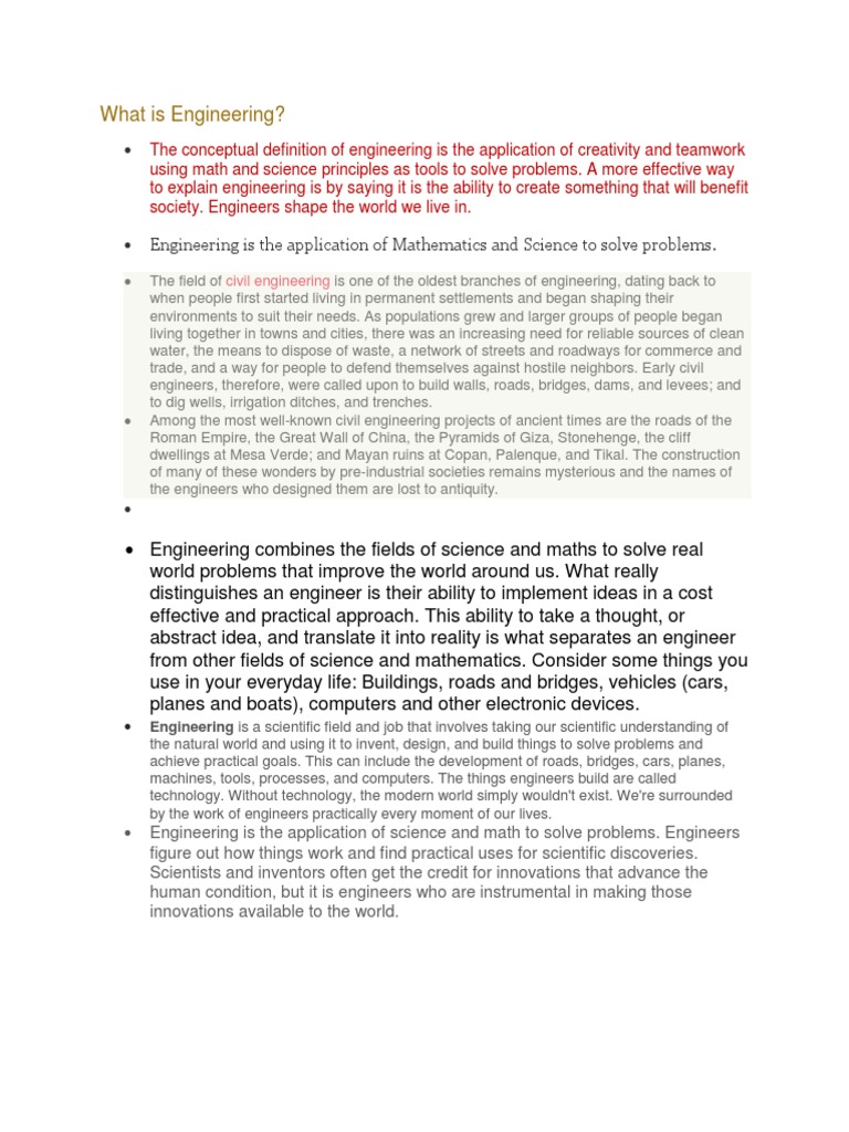 What Is Engineering | PDF | Engineering | Civil Engineering
