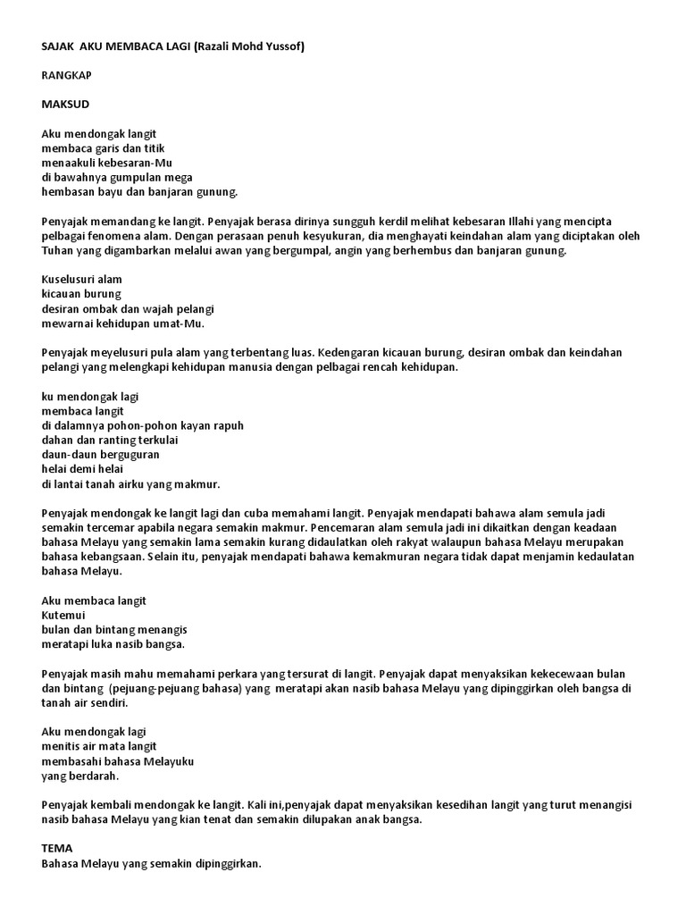 4 Sajak Aku Membaca Lagi | PDF | Seni & Disiplin Bahasa | Kajian Bahasa Asing