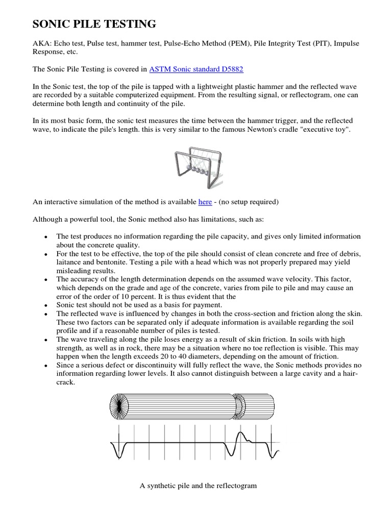 Sonic Pile Testing: ASTM Sonic Standard D5882 | PDF