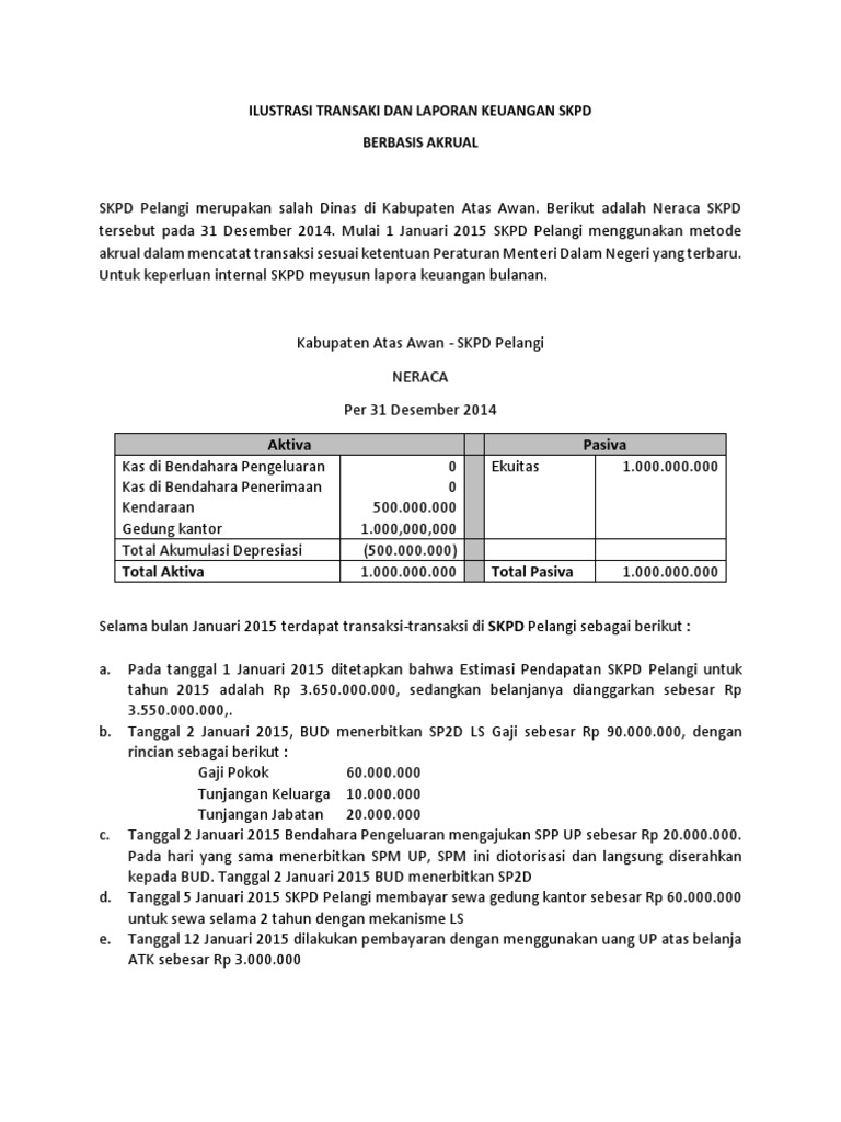 Transaksi dan Laporan SKPD Pelangi | PDF | Pengelolaan Keuangan & Uang