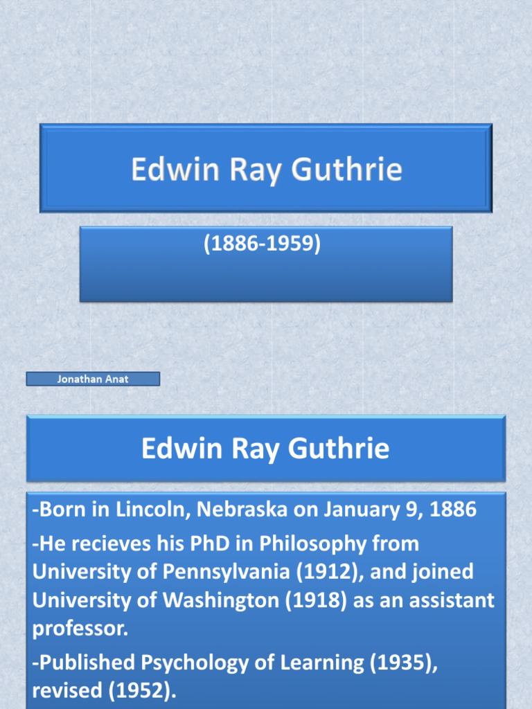 ER Guthrie | PDF | Classical Conditioning | Learning