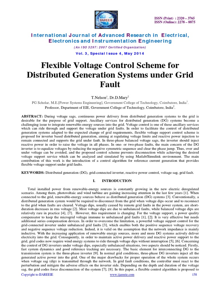 Flexible Voltage Control Scheme For Distributed Generation Systems Under Grid Fault | PDF ...
