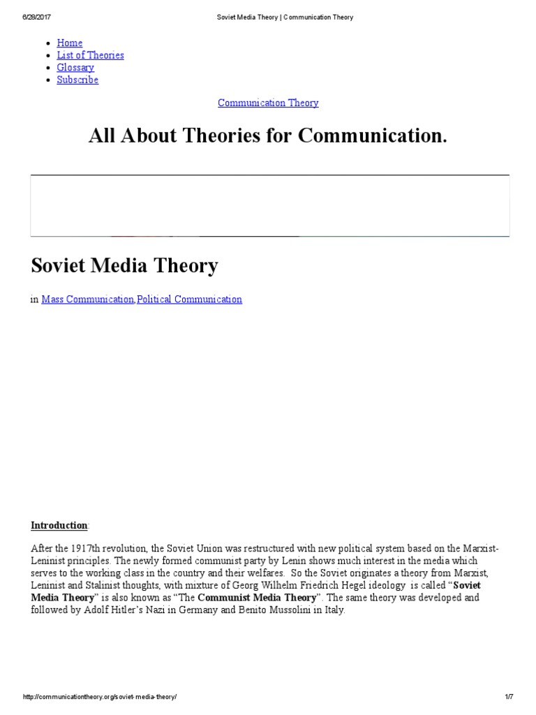 Soviet Media Theory - Communication Theory | PDF | Leninism | Marxism