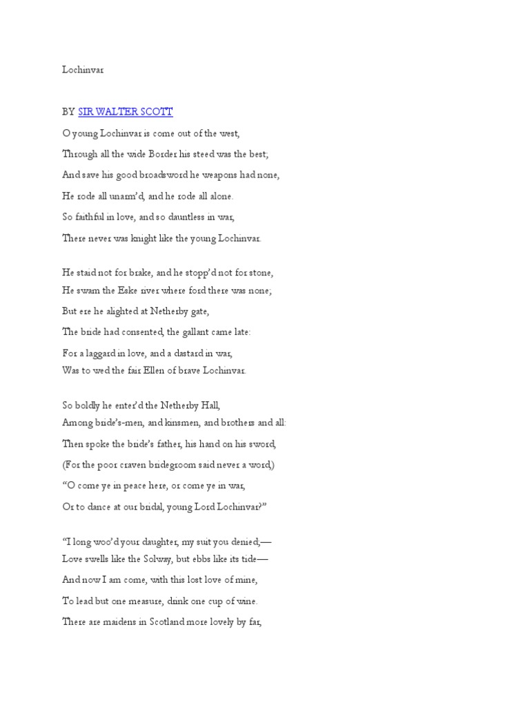 Lochinvar | PDF | Bride | Ceremonies