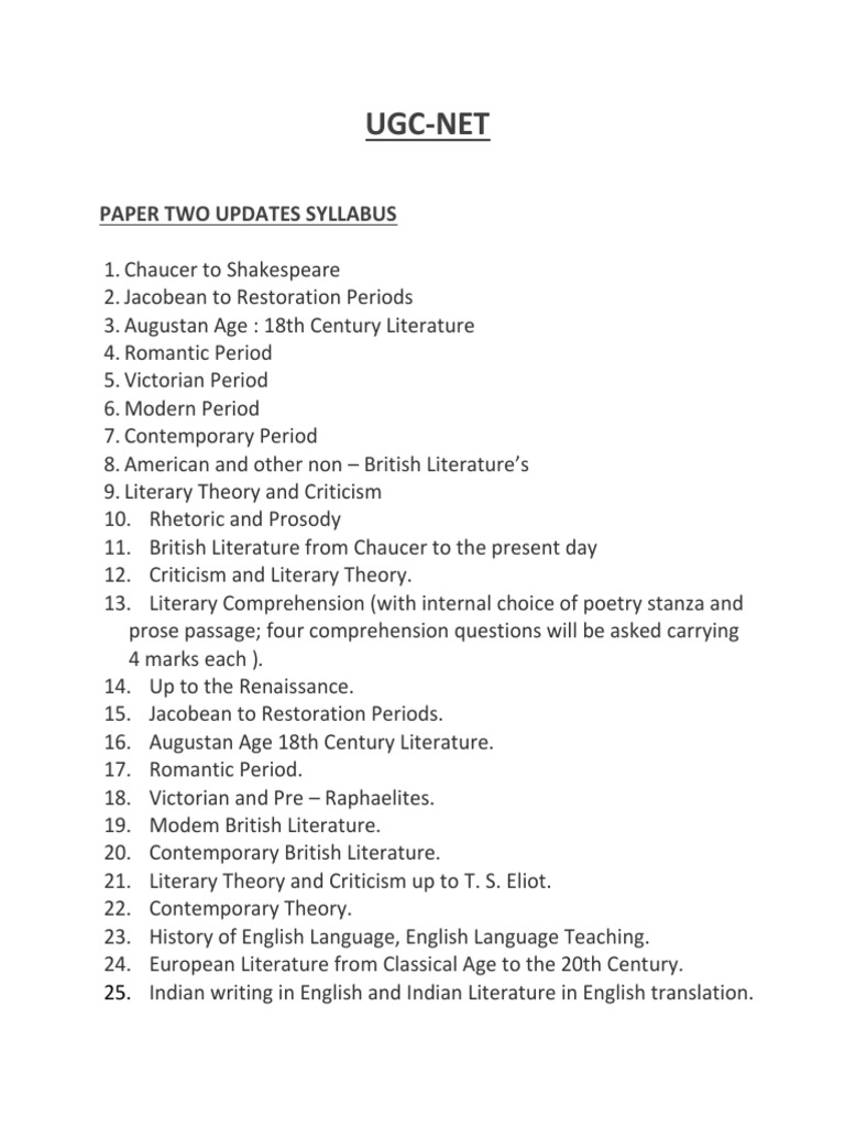 UGC-NET Paper 2 Syllabus Updates | PDF