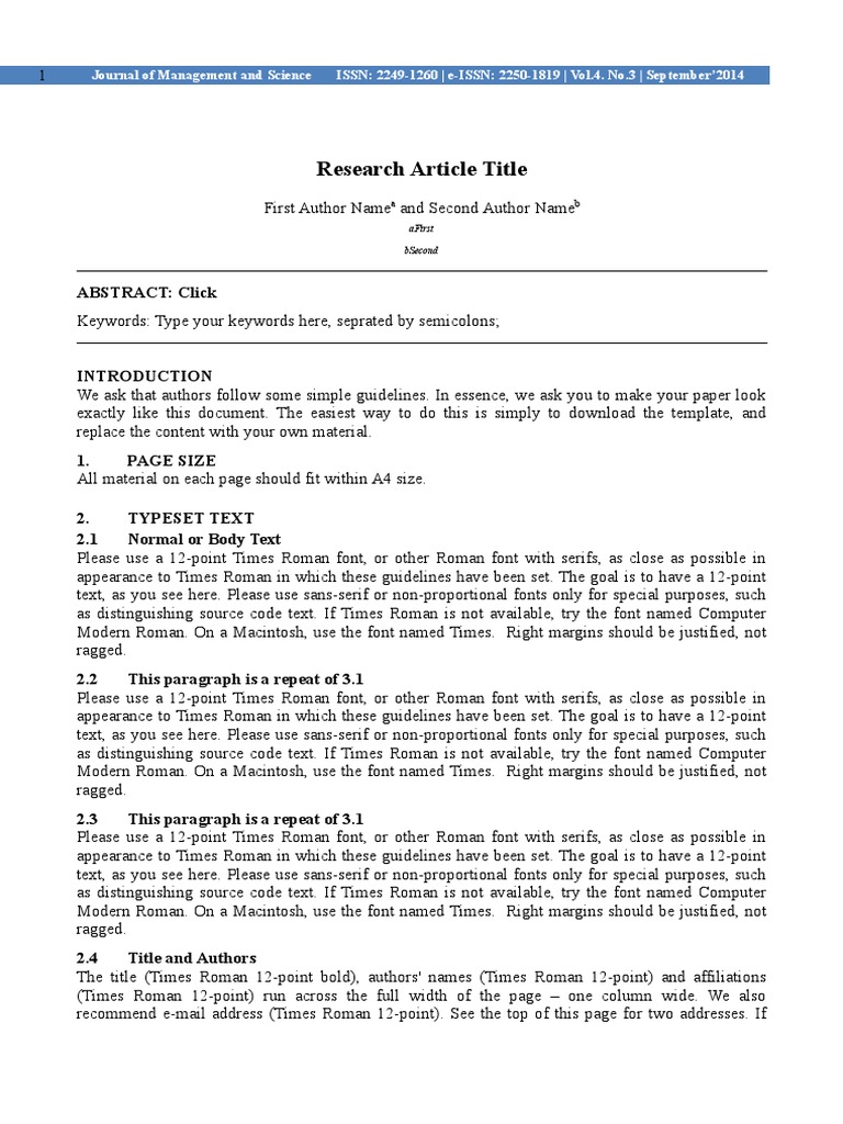 Manuscript Format | PDF | Times New Roman | Typefaces