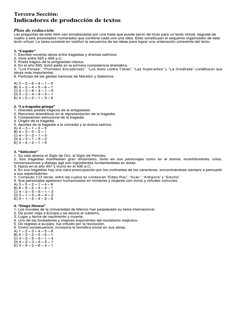 ejercicios plan de redacción | PDF