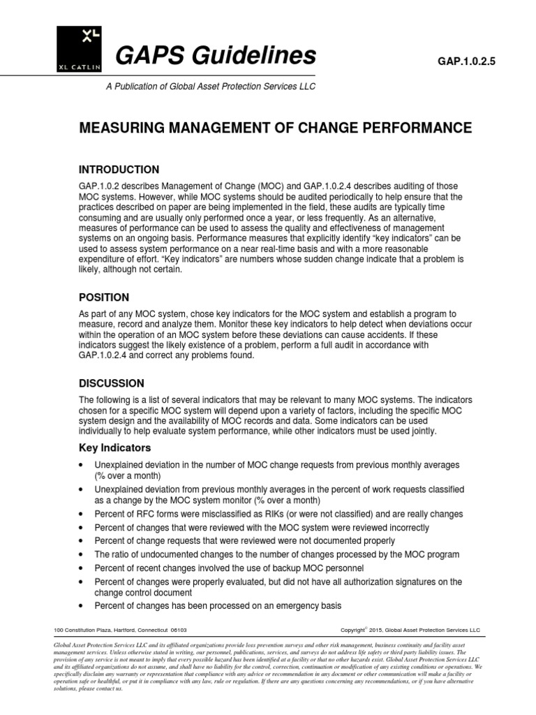GAPS Guidelines: Measuring Management of Change Performance | PDF ...